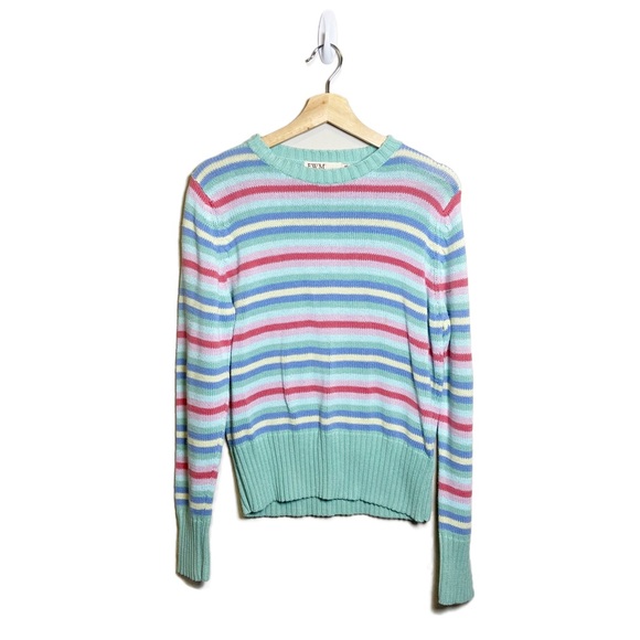 ewm | Sweaters | Ewm Vintage 9s Classic Striped Pastel Sweater | Poshmark